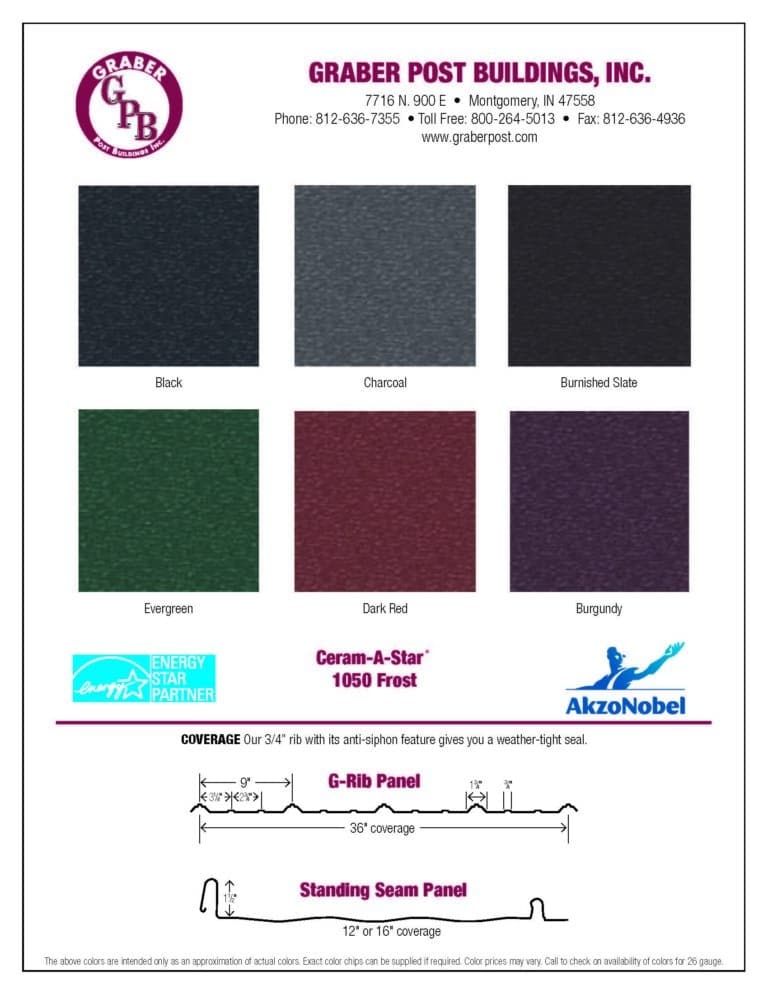 Pole Barn Color Options - Hilltop Post Buildings